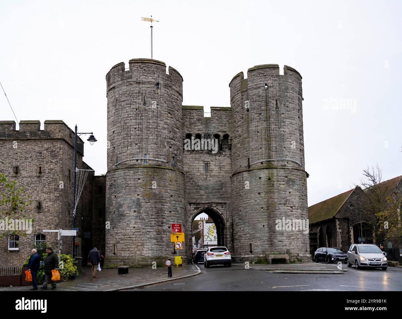 City walls west gate medieval towers historic entrance hi-res stock ...