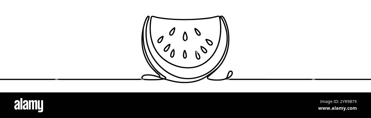 One continuous line illustration of a watermelon slice, isolated on ...