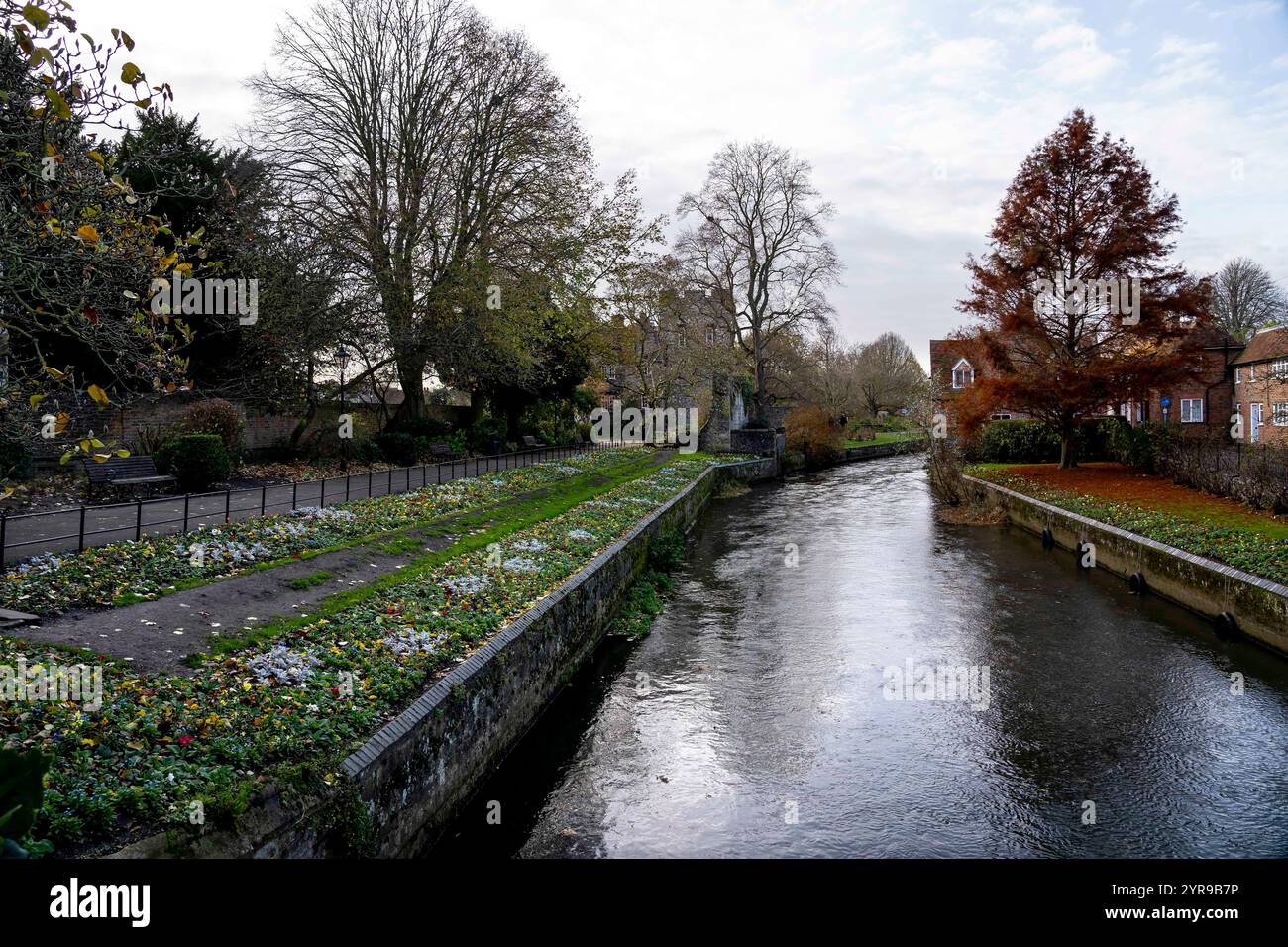 Westgate Gardens walk along the River Stour. The gardens are a public ...