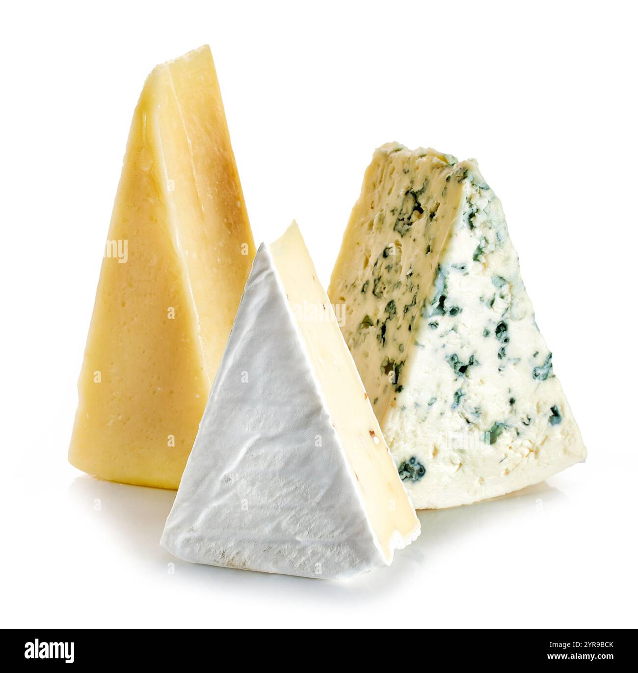 pieces of different cheese isolated on white background Stock Photo - Alamy
