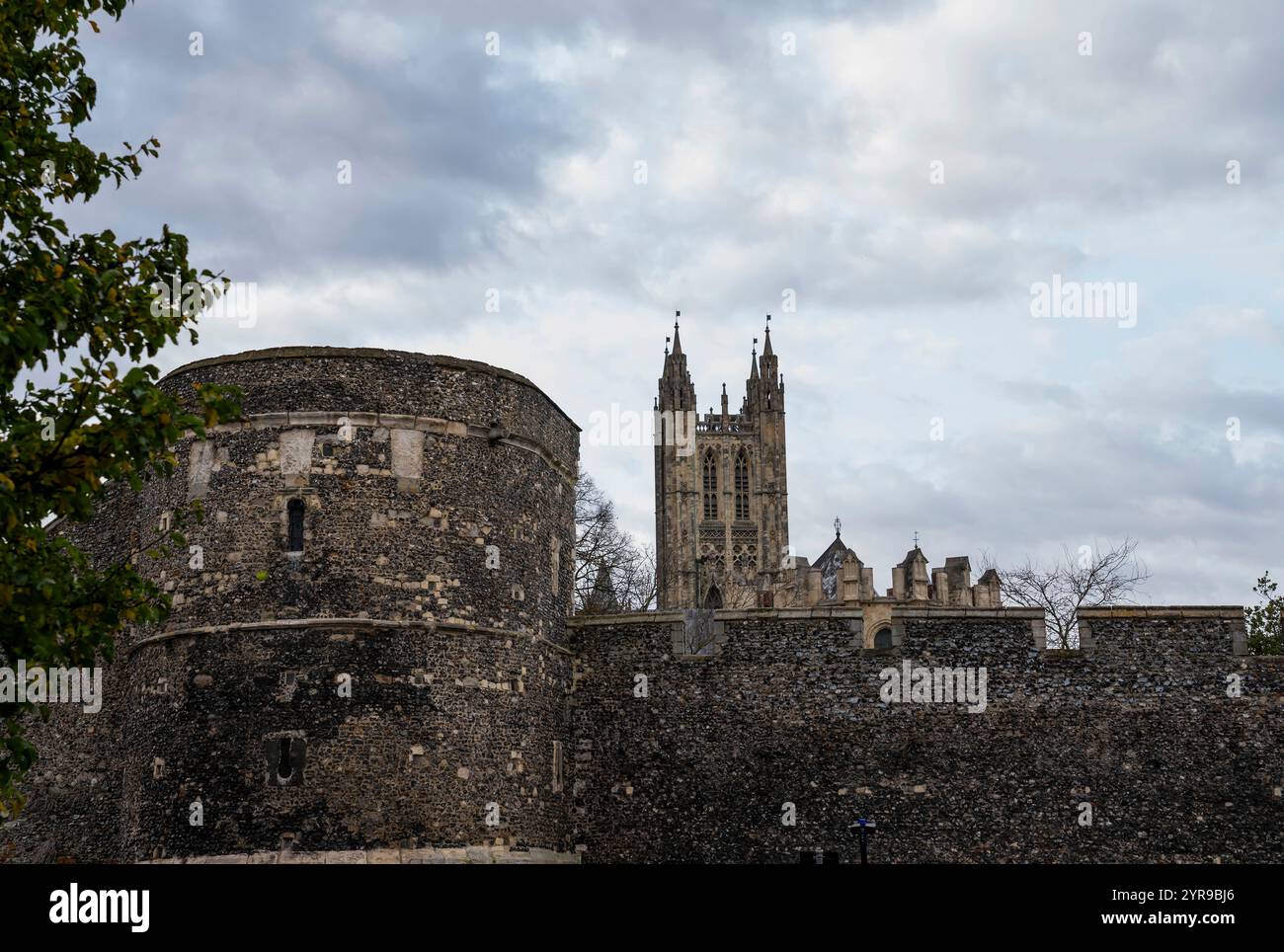 Canterbury's city walls with the cathedral in the background. The walls ...