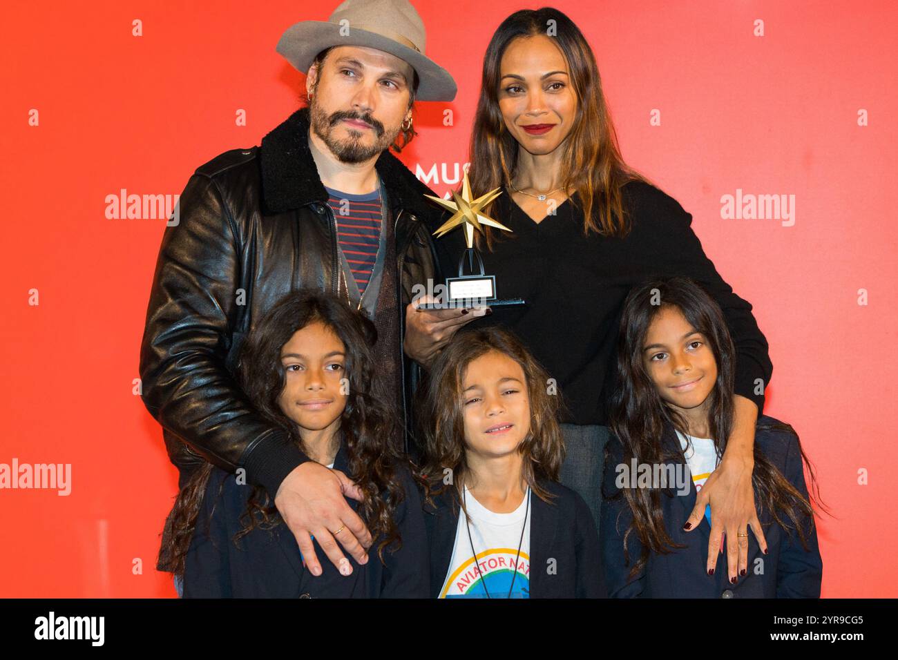 Turin, Italy. 3rd December 2024. Actress Zoe Saldana with husband film ...