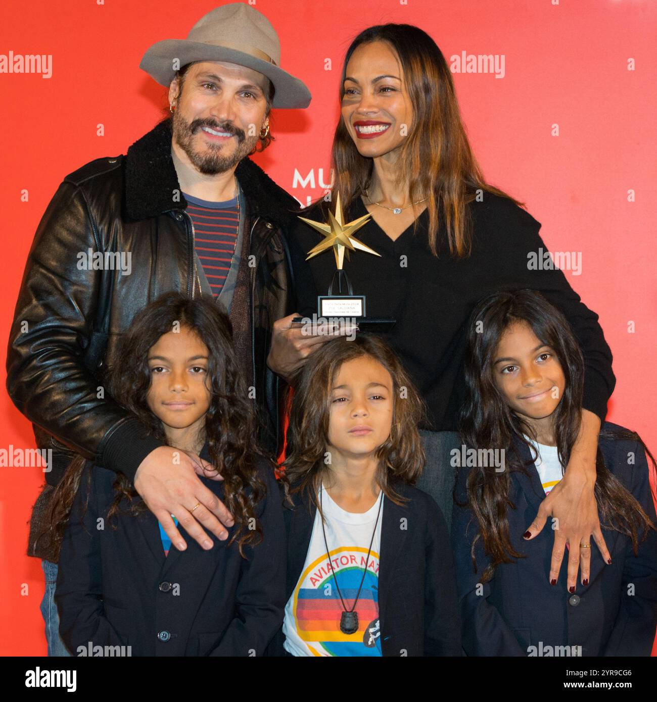 Turin, Italy. 3rd December 2024. Actress Zoe Saldana with husband film ...