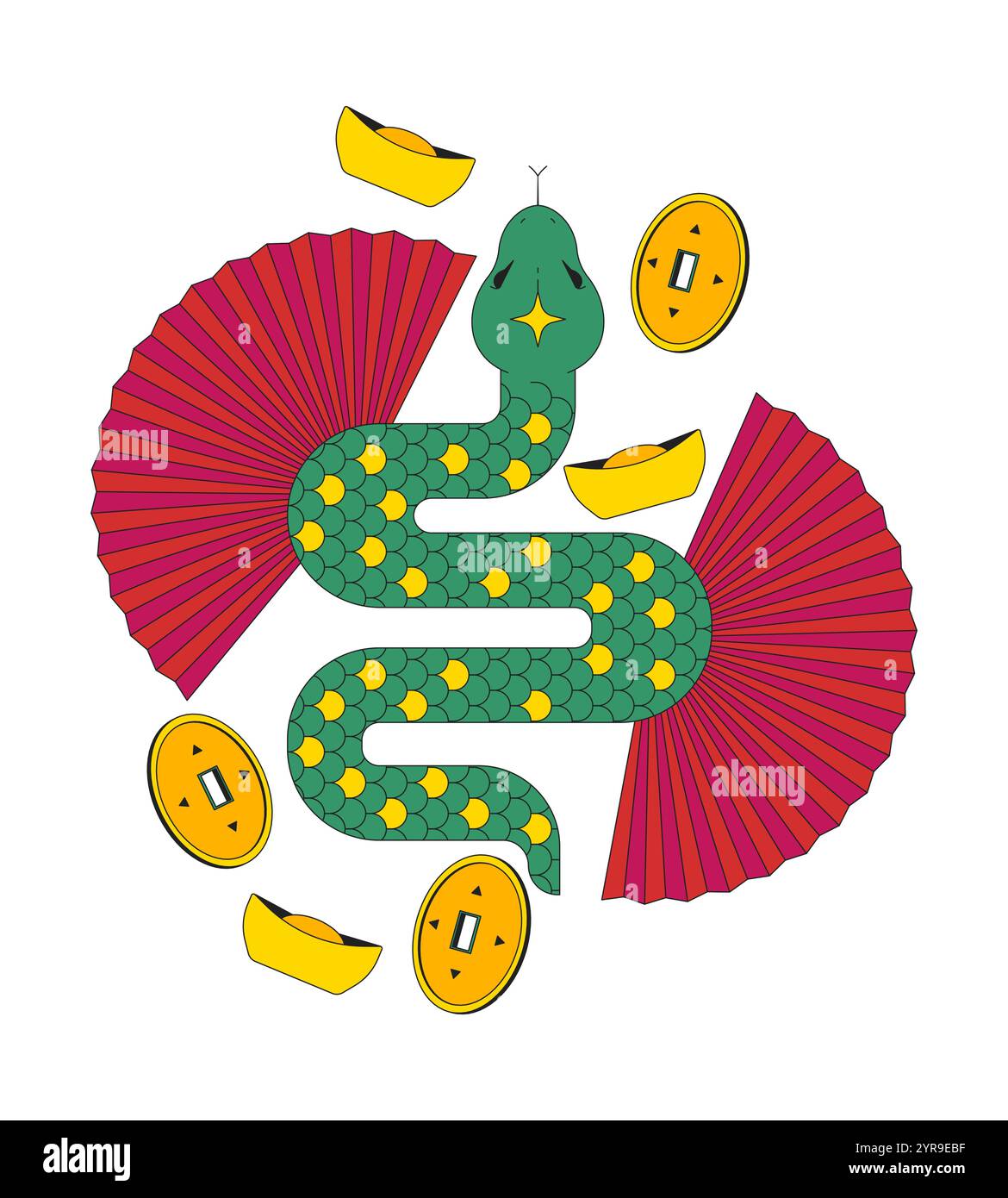 Chinese year of zodiac snake 2D illustration concept Stock Vector Image ...