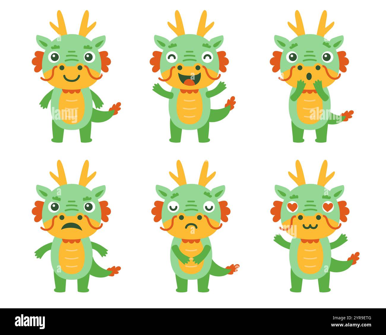 Cute Chinese dragon vector characters collection Stock Vector Image ...