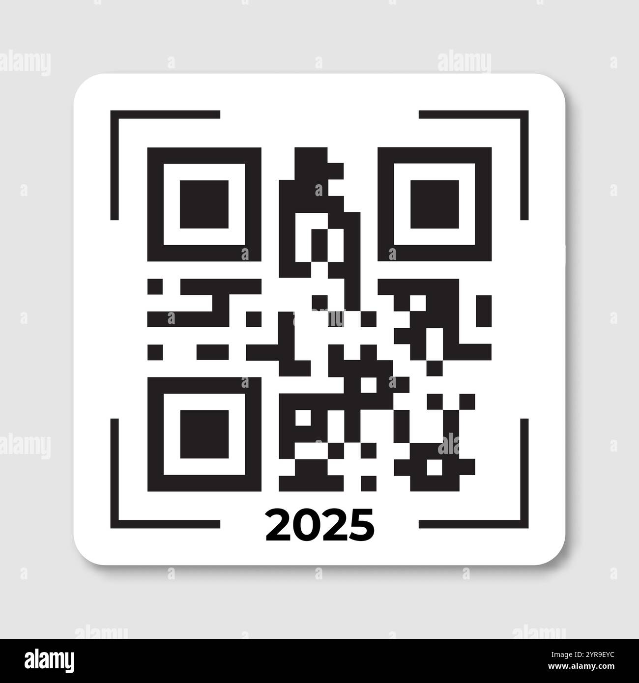 2025 QR code icon. Happy New Year pixelated illustration for greeting ...