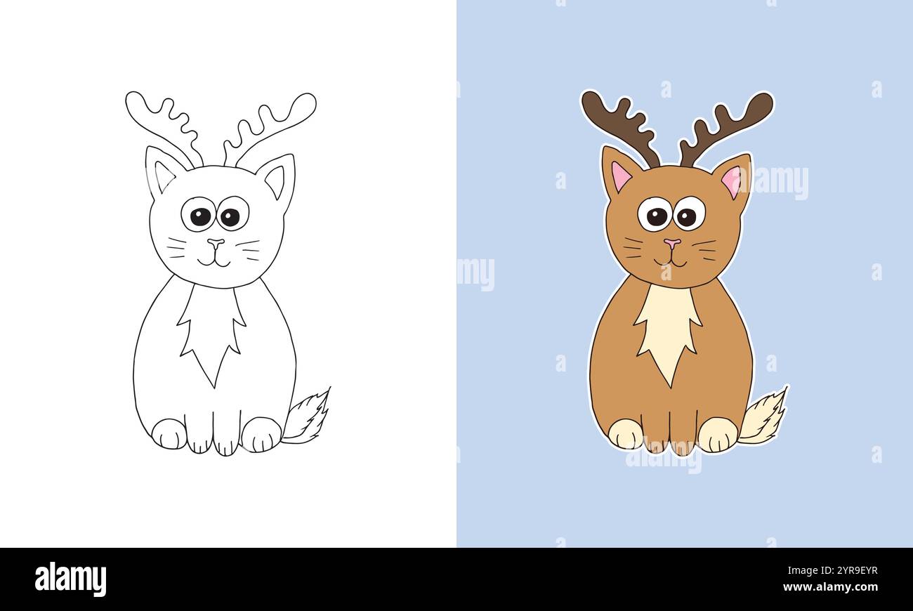 Doodle funny cat christmas Stock Vector Images - Alamy