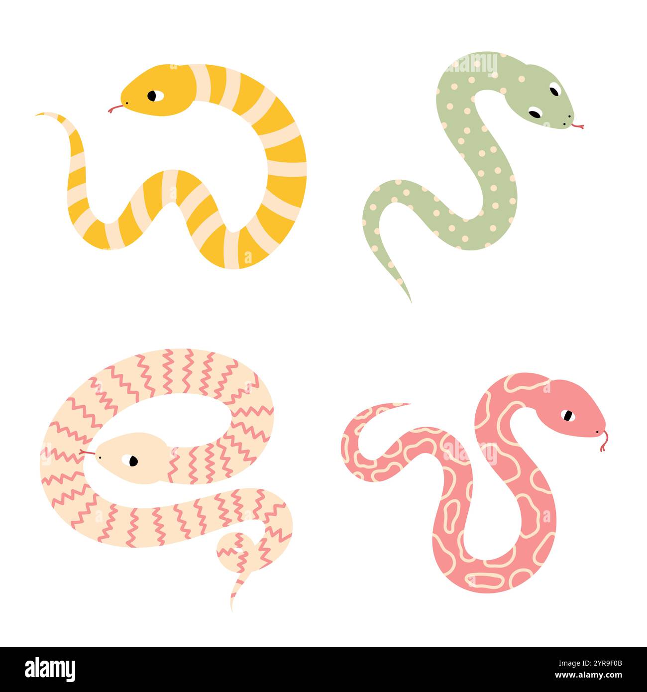 Funny snakes set. Doodle art of cute snake Stock Vector Image & Art - Alamy