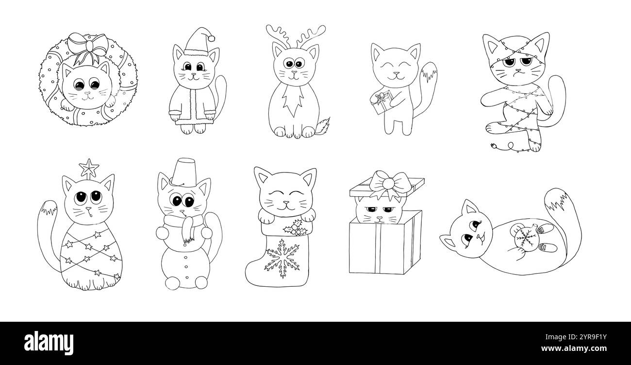 Kitty coloring page Black and White Stock Photos & Images - Alamy
