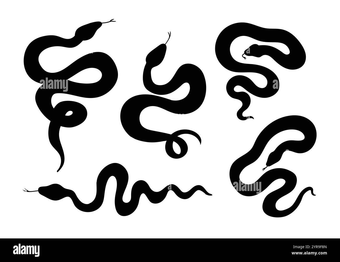 Snake silhouette collection. Black snakes icon isolated on white Stock ...