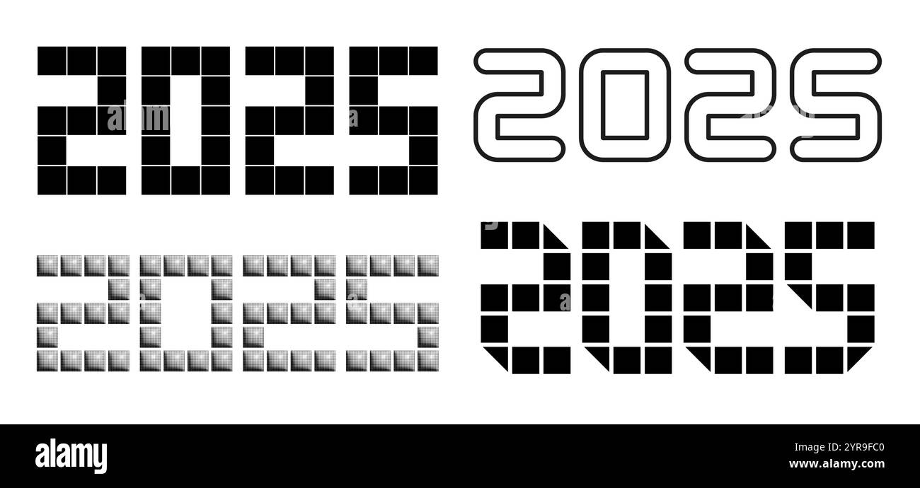 Black 2025 numbers design template. New Year logo Stock Vector Image ...