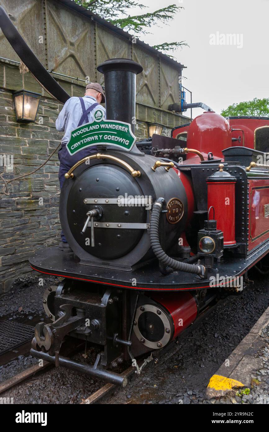 A water stop at Tan-y-bwlch station for Double Fairlie "David Lloyd ...