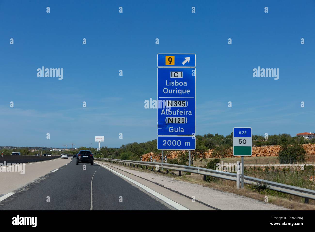 Road and Motorway signs in Portugal Stock Photo - Alamy