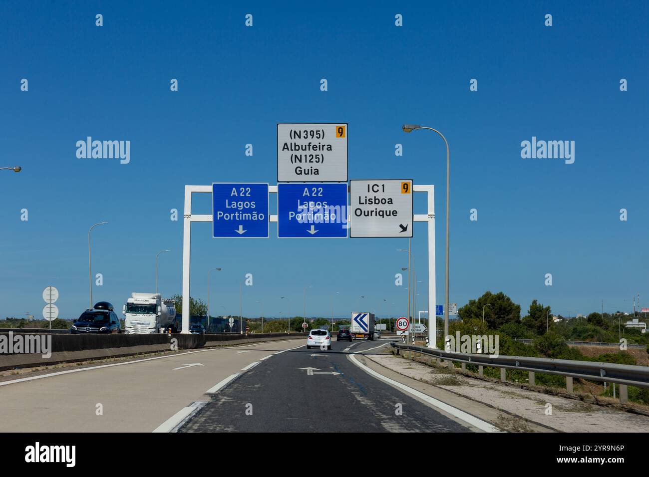 Road and Motorway signs in Portugal Stock Photo - Alamy