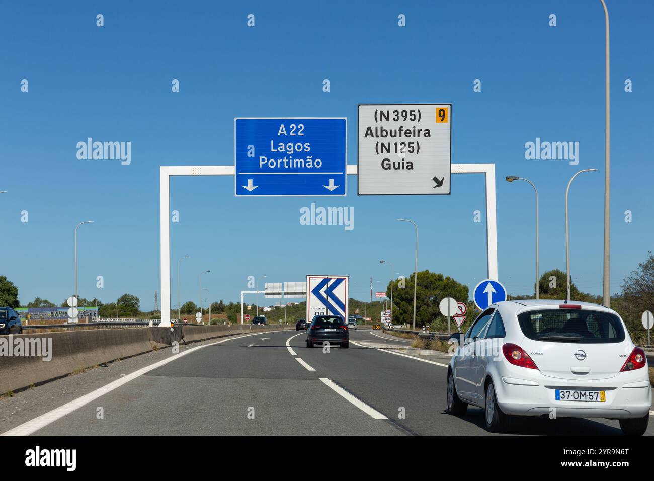 Road and Motorway signs in Portugal Stock Photo - Alamy