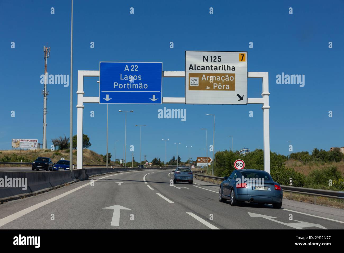 Road and Motorway signs in Portugal Stock Photo - Alamy