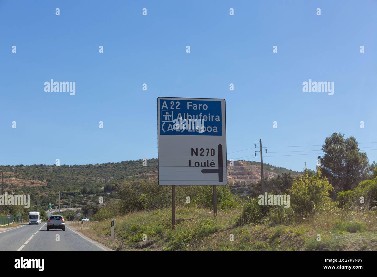 Road and Motorway signs in Portugal Stock Photo - Alamy