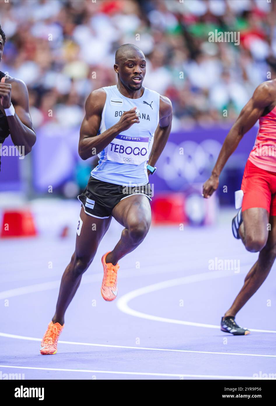 Letsile Tebogo participating in the 200 meters at the Paris 2024 ...