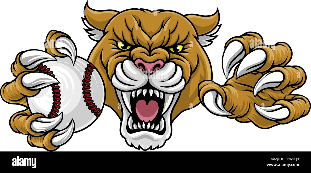 Cougar Panther Mountain Lion Puma Baseball Mascot Stock Vector Image ...