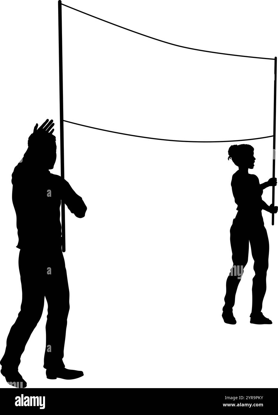Banner Silhouette Protestors at March Rally Strike Stock Vector Image ...