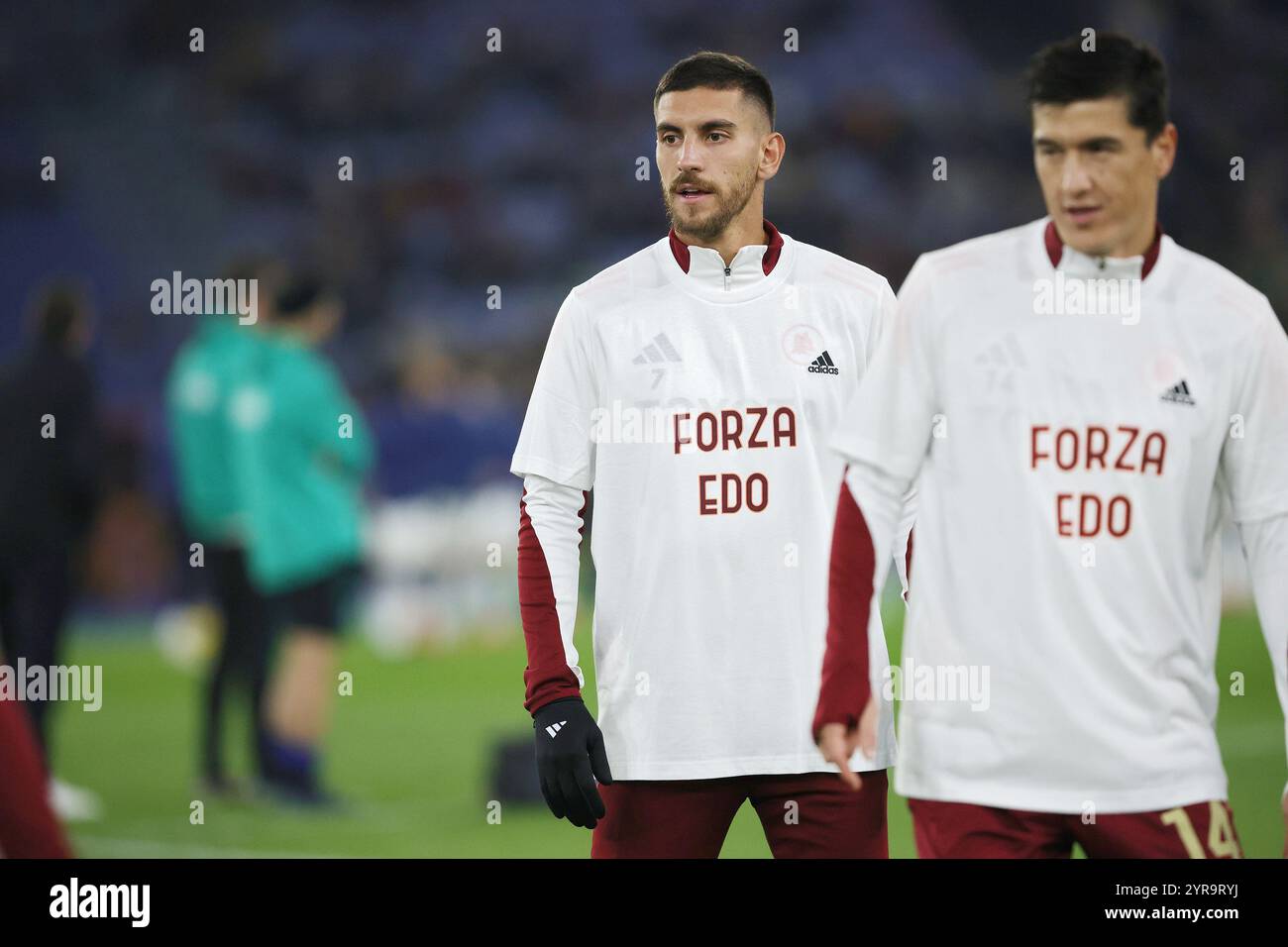 Rome, Italy. 2nd Dic, 2024. Lorenzo Pellegrini and Eldor Shomurodov of ...
