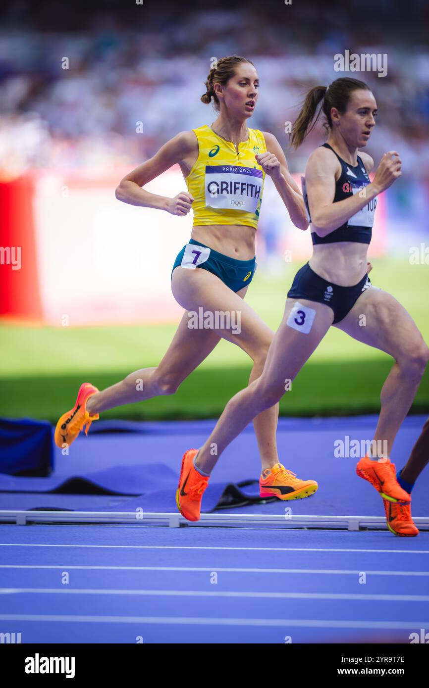 Georgia Griffith participating in the 1500 meters at the Paris 2024 ...