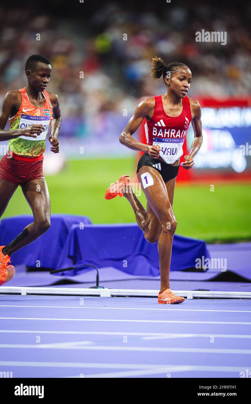 Winfred Yavi participating in the 3000 metres steeplechase at the Paris ...