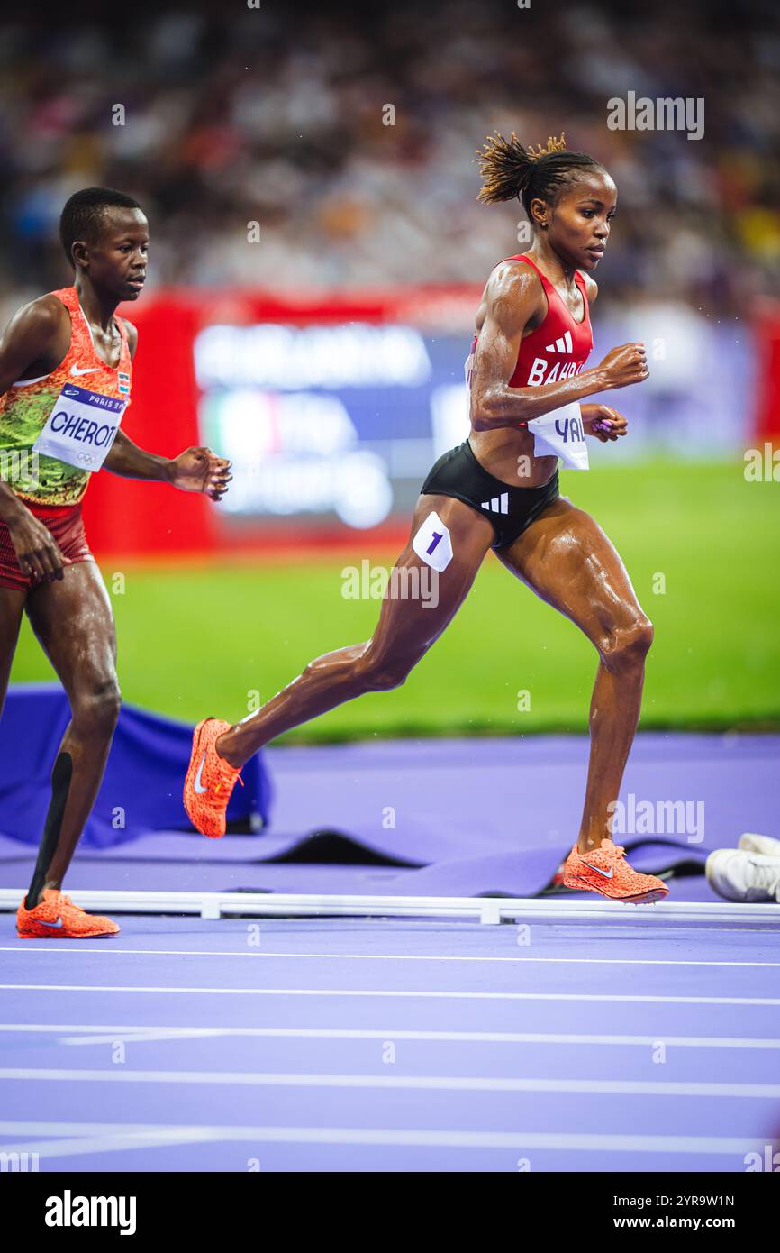 Winfred Yavi participating in the 3000 metres steeplechase at the Paris ...