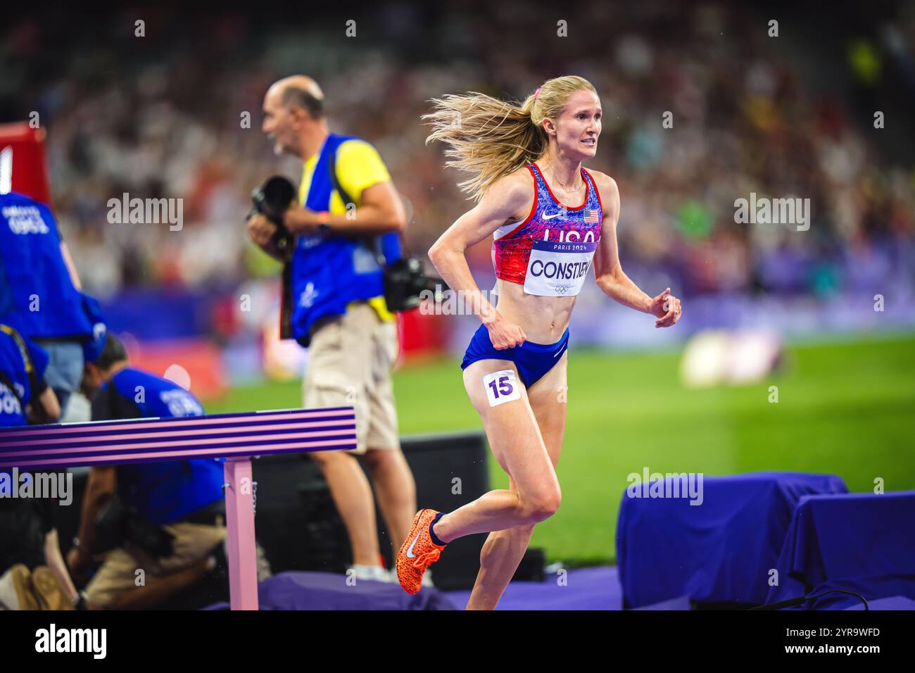 Valerie Constien participating in the 3000 metres steeplechase at the ...