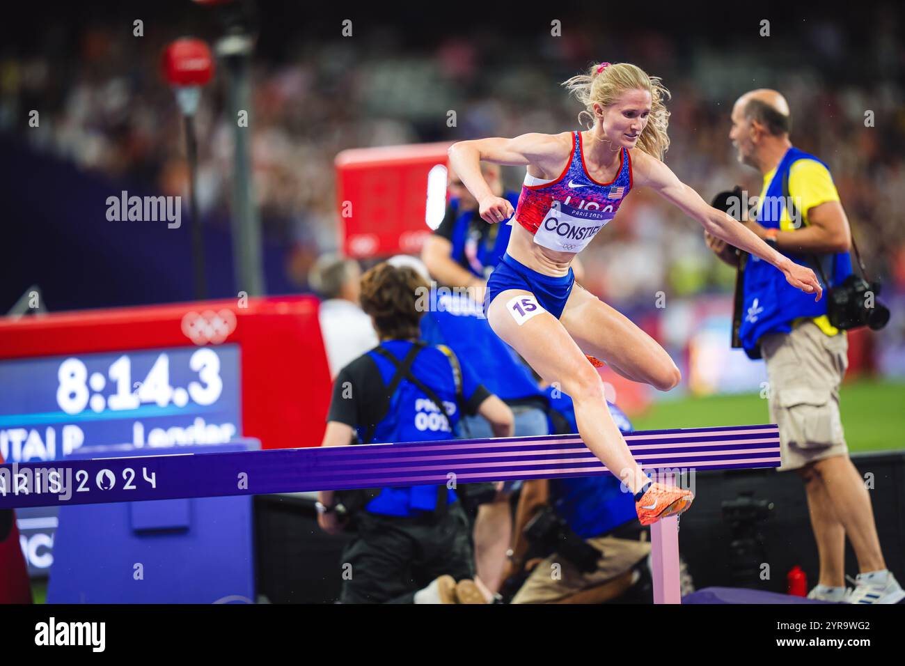 Valerie Constien participating in the 3000 metres steeplechase at the ...