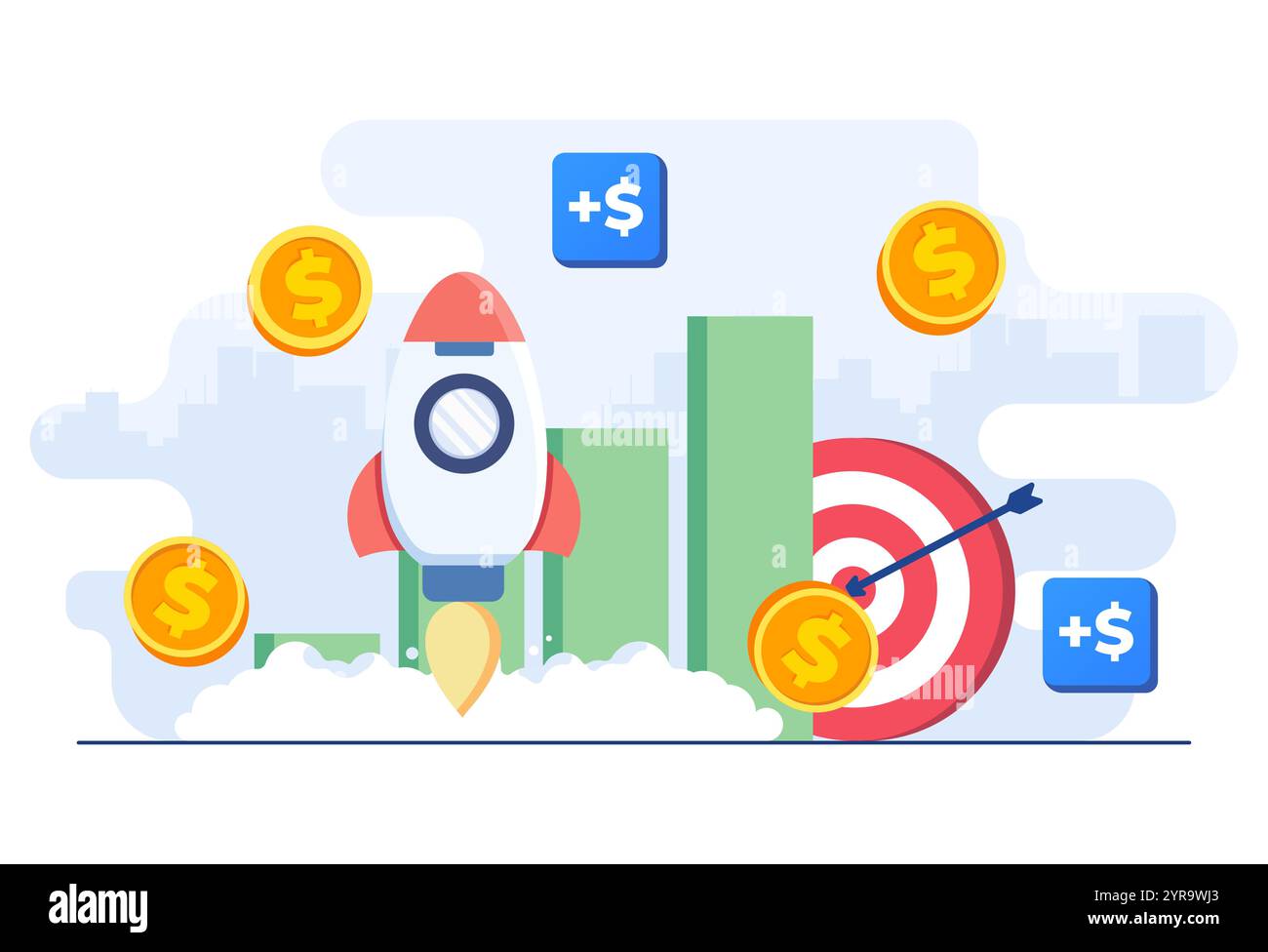 Financial and economic growth concept flat illustration vector template ...