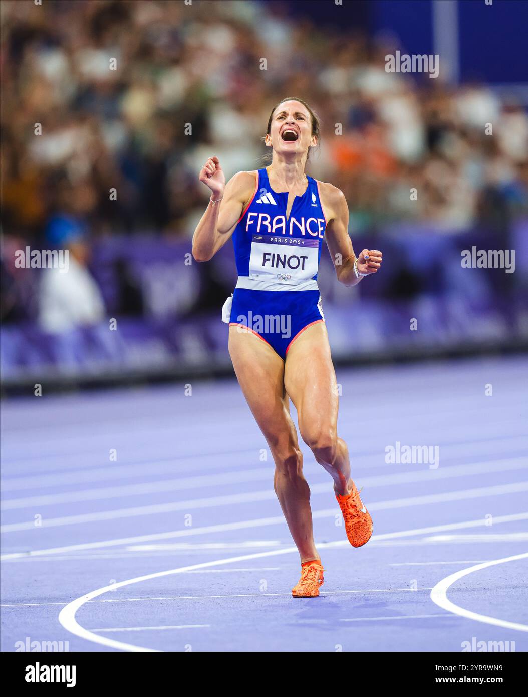 Alice Finot participating in the 3000 metres steeplechase at the Paris ...