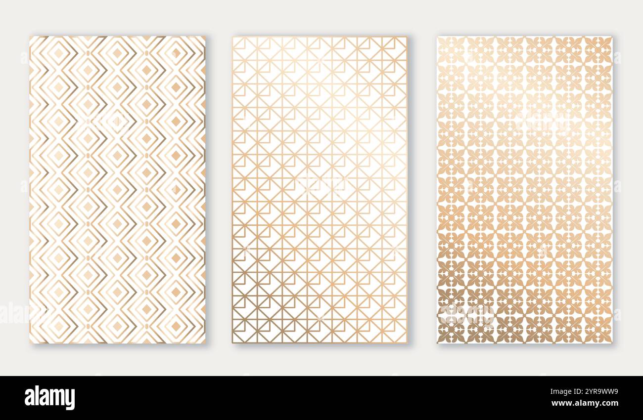 Geometric golden luxury posters set. Premium corporate booklets and ...