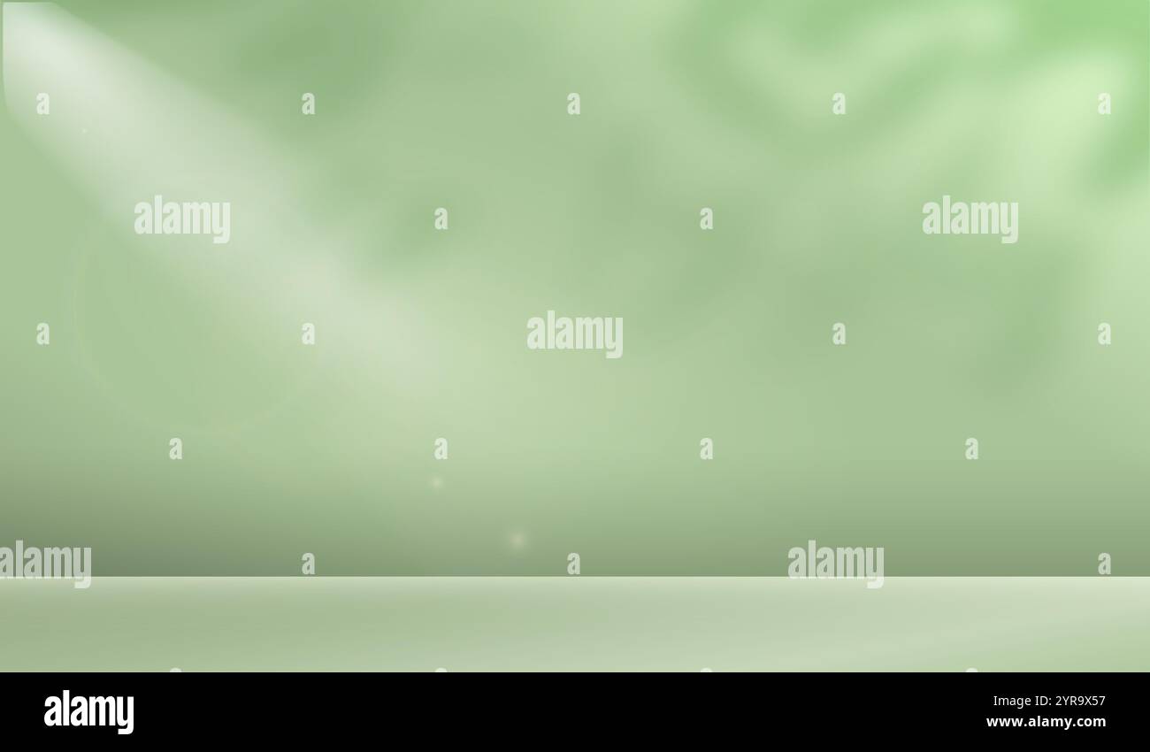 Green background studio wall room. Showcase and place for product ...