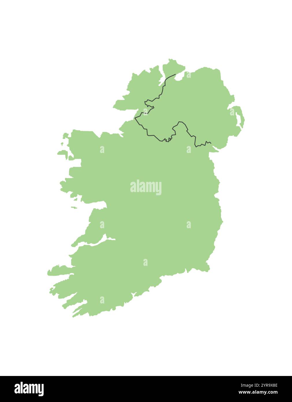 Isolated silhouette of Ireland with border between Northern Ireland ...