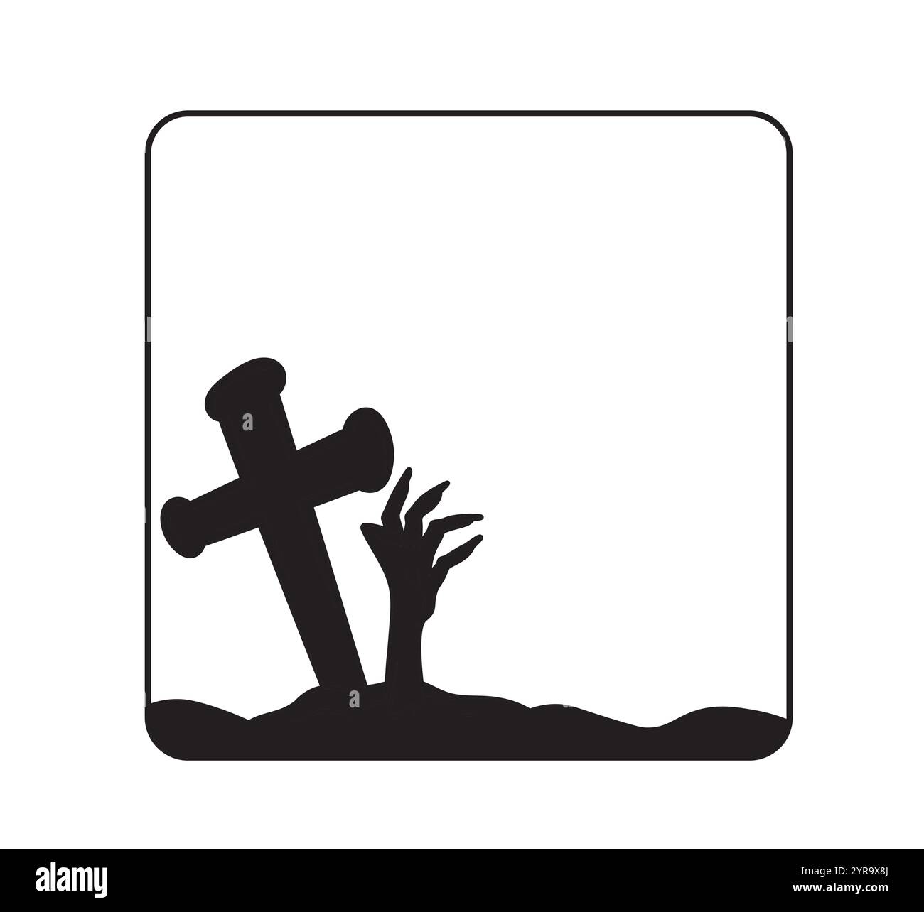 Halloween black frame. Zombie hand in cemetery. International holiday ...