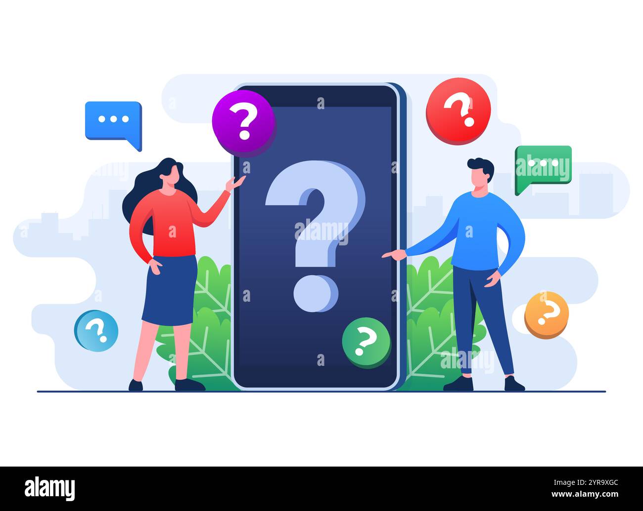 People having questions, Frequently asked questions concept flat ...