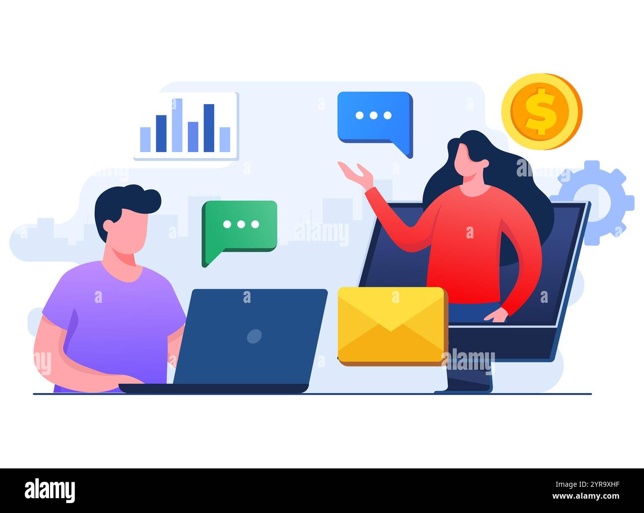 Businessman speaking on online video Stock Vector Images - Alamy