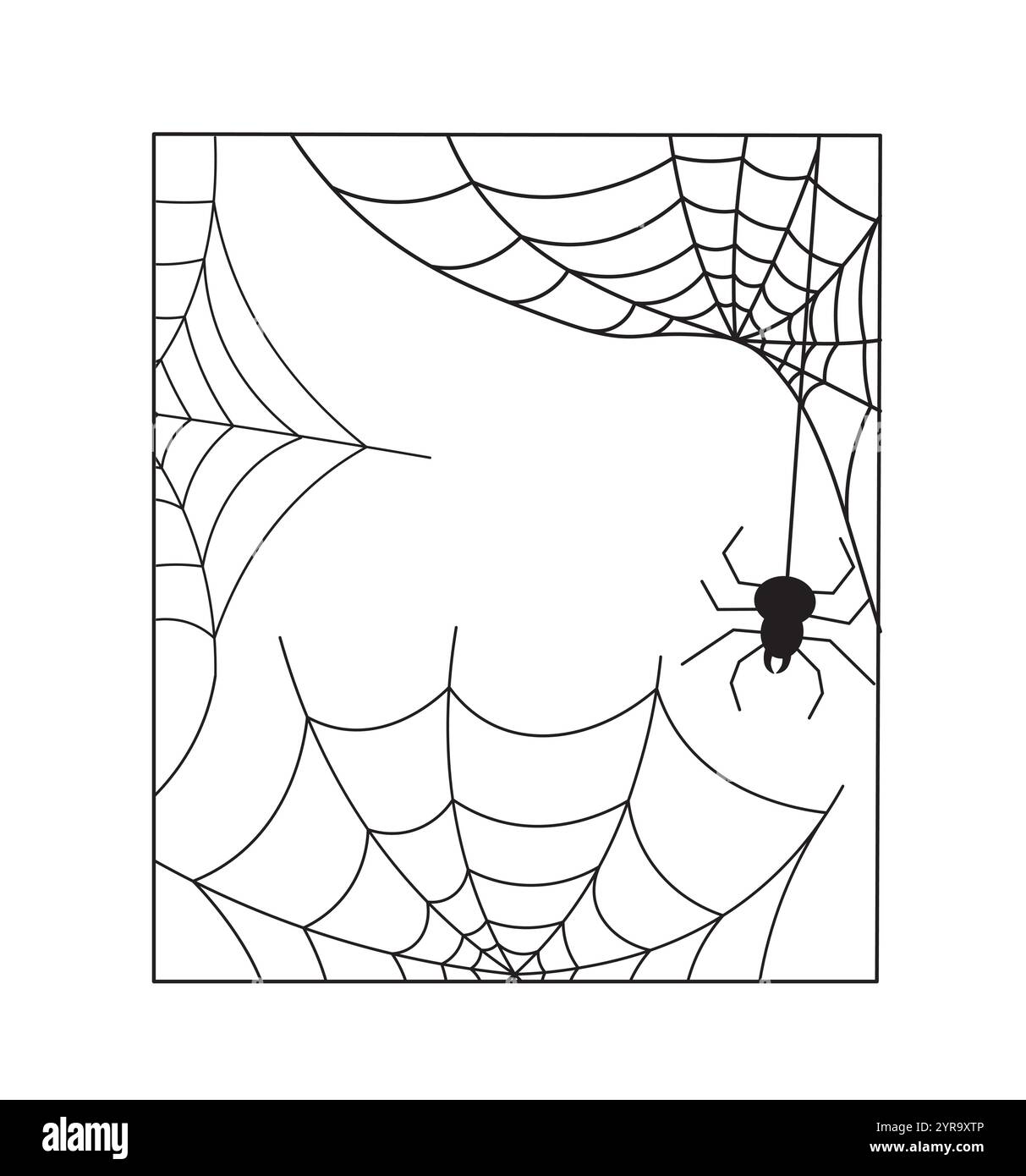 Halloween black frame. Spider at cobweb. International holiday of fear ...