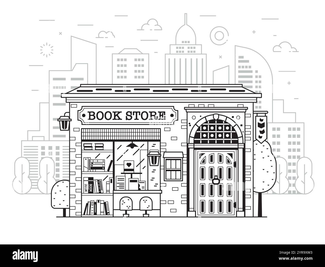 Bookstore showcase Stock Vector Images - Alamy