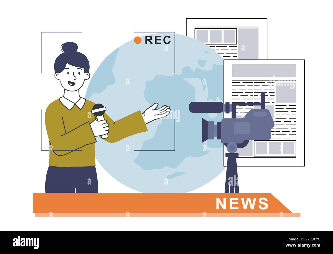 News anchor concept. Woman lead news. Anchor and journalist. Breaking ...