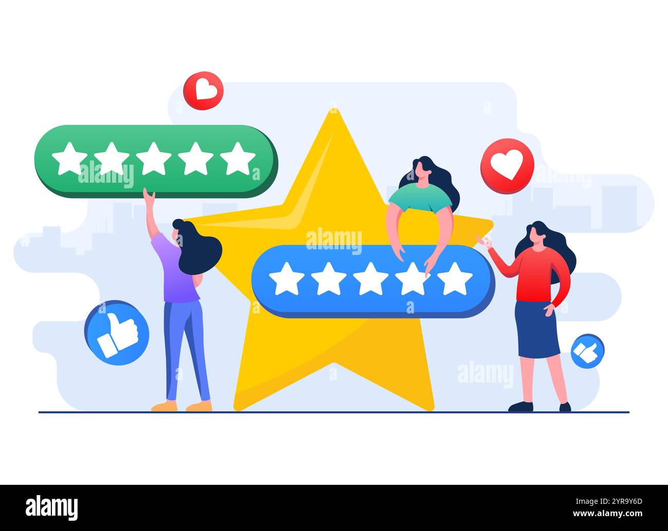 Happy customers leaving positive feedbacks to product, service, app ...