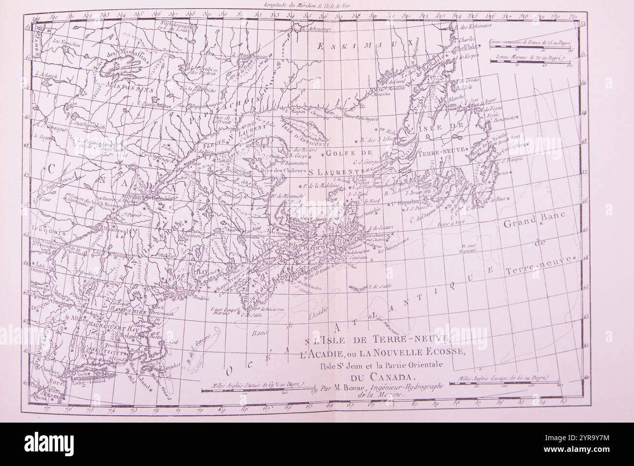 Antique Map of Newfoundland and Eastern Canada Stock Photo - Alamy