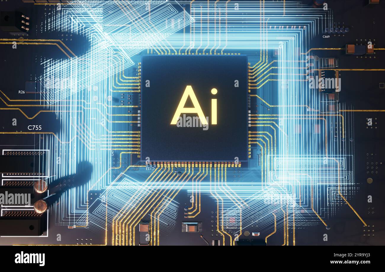 AI (Artificial Intelligence) technology,CPU Concept with Circuit Board Stock Photo - Alamy