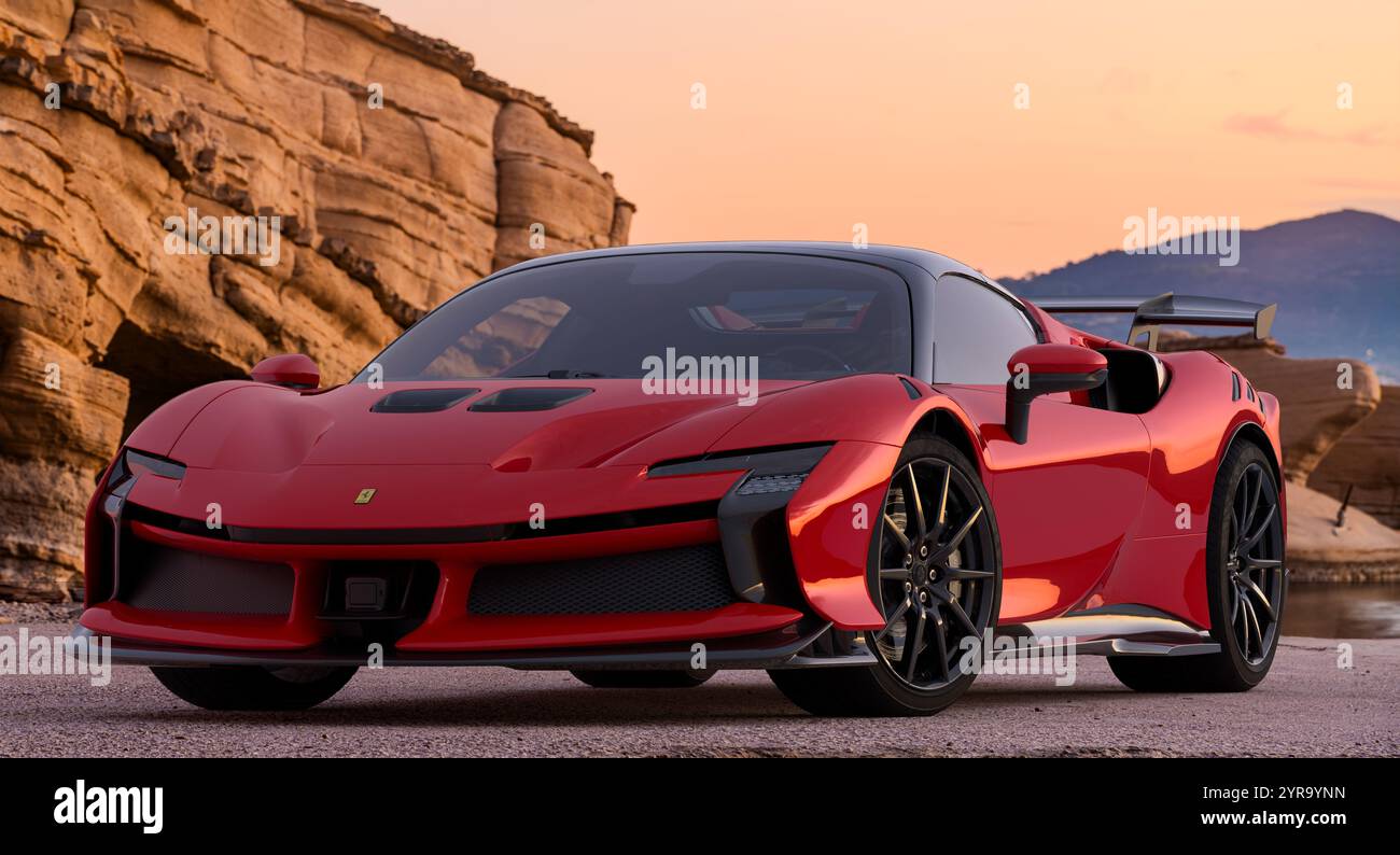 Ferrari SF90 Stradale hybrid hypercar Stock Photo - Alamy