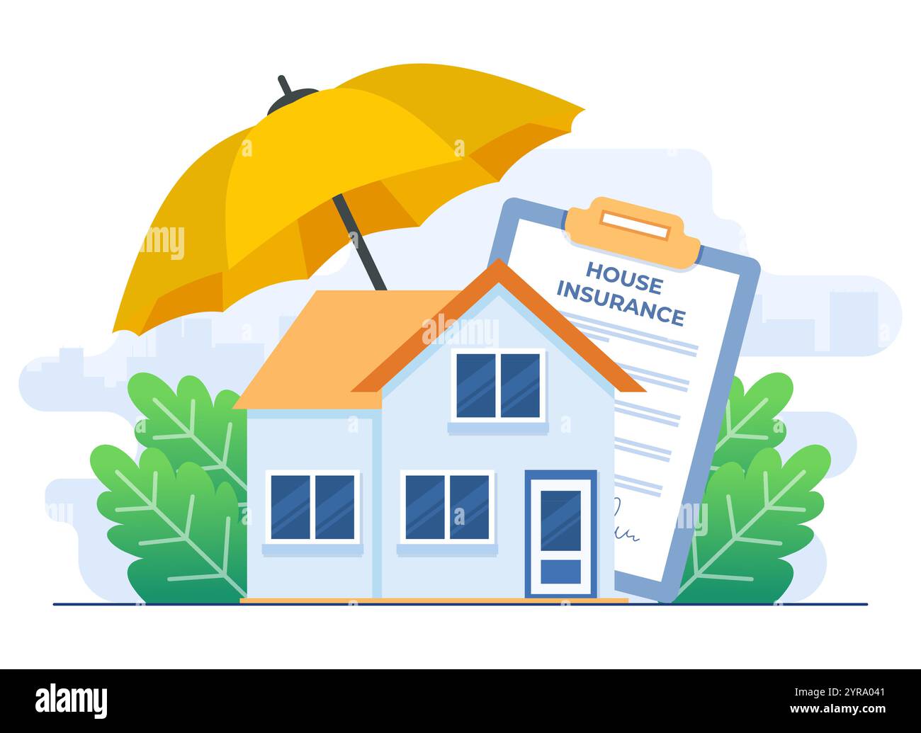 Home insurance flat illustration vector template, Property security ...