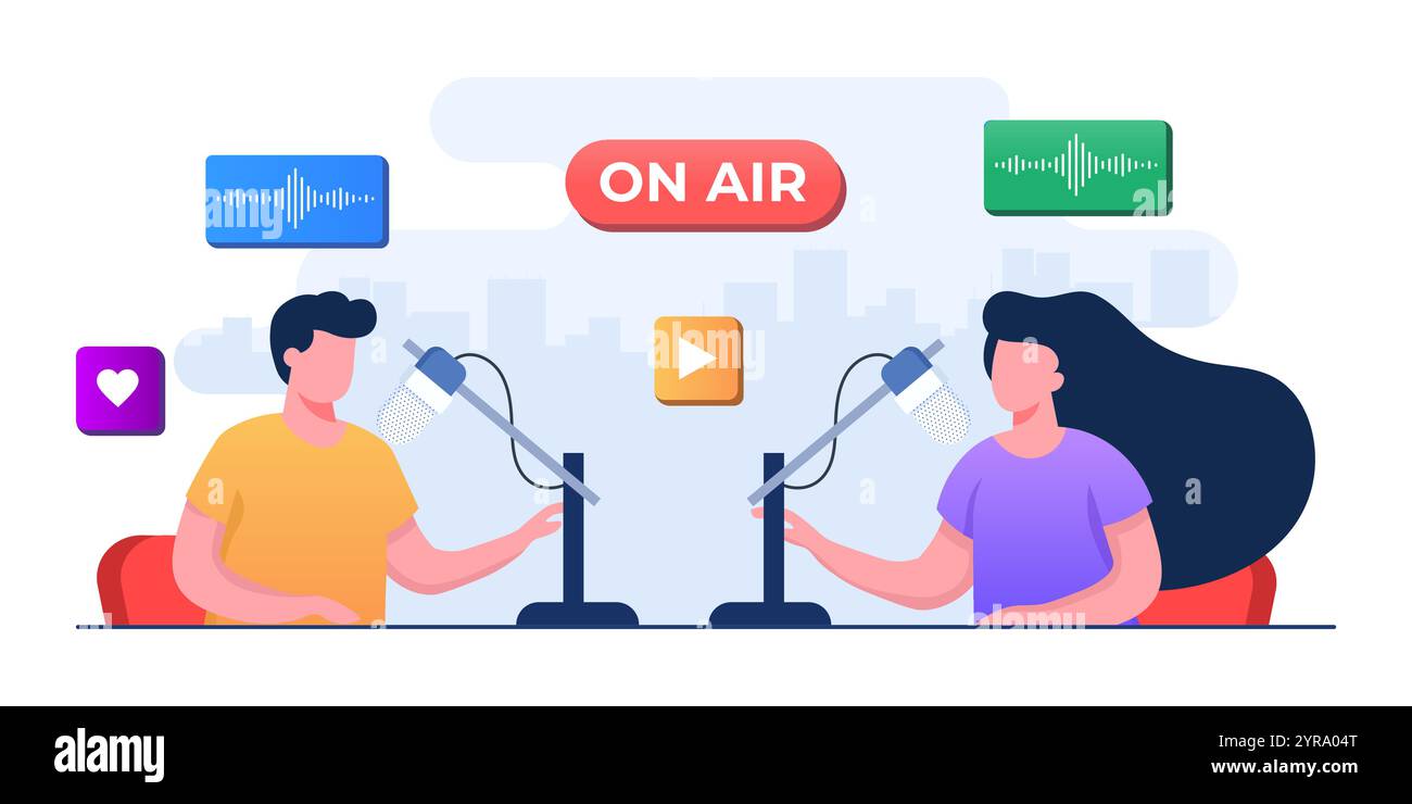 Broadcast microphone interview Stock Vector Images - Alamy
