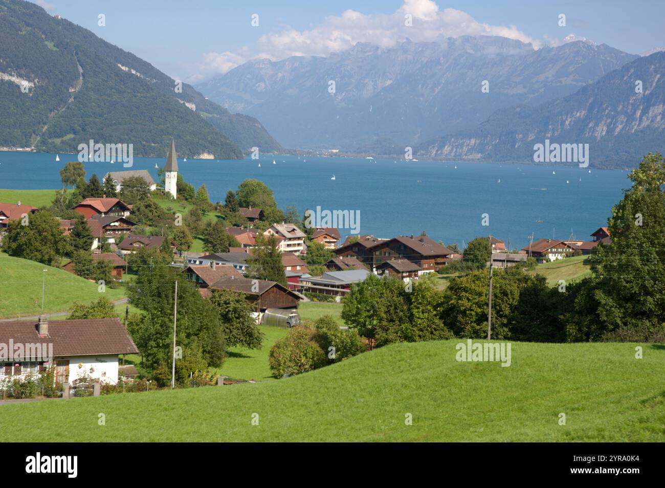 Faulensee, on the shore of Lake Thun, Switzerland Stock Photo - Alamy