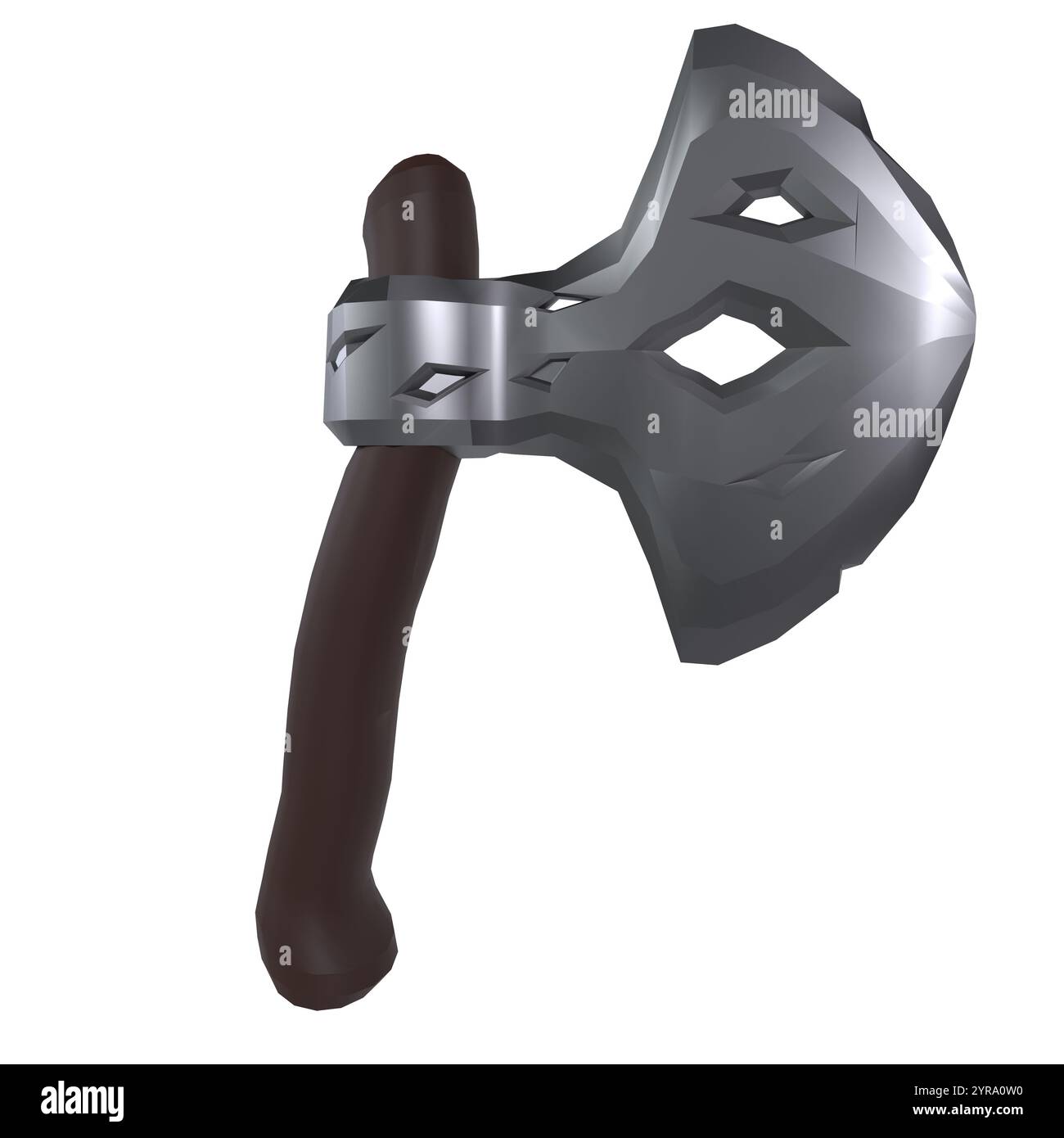 A beautifully crafted fantasy axe featuring a metallic blade and wooden ...