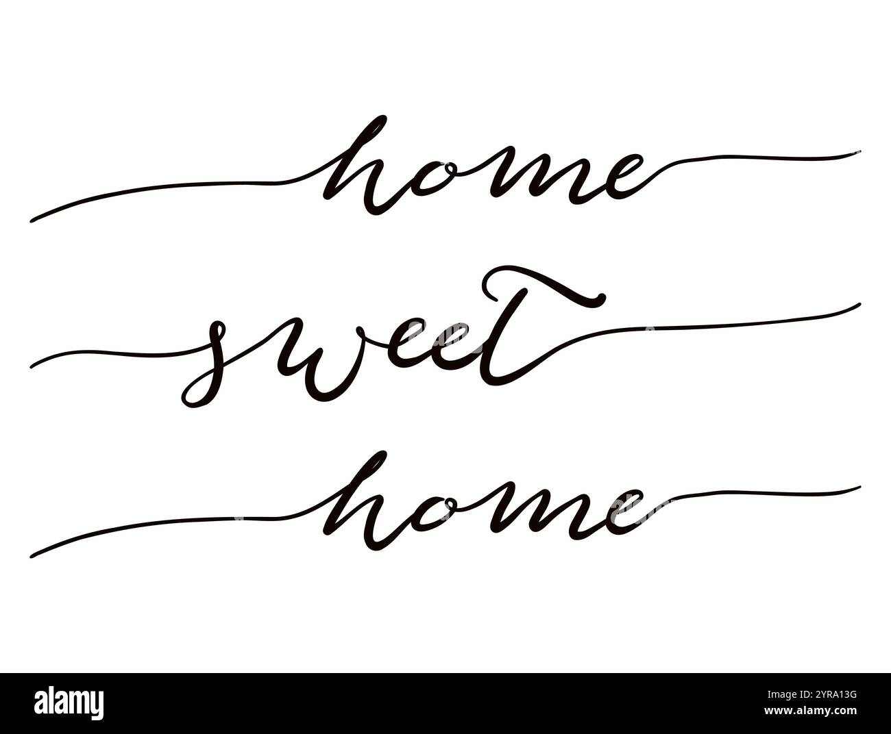 Home Sweet Home card. Hand drawn positive quote. Modern brush ...